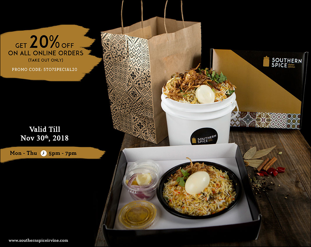 Southern Spice, Irvine - CA » Promotions » Order Online