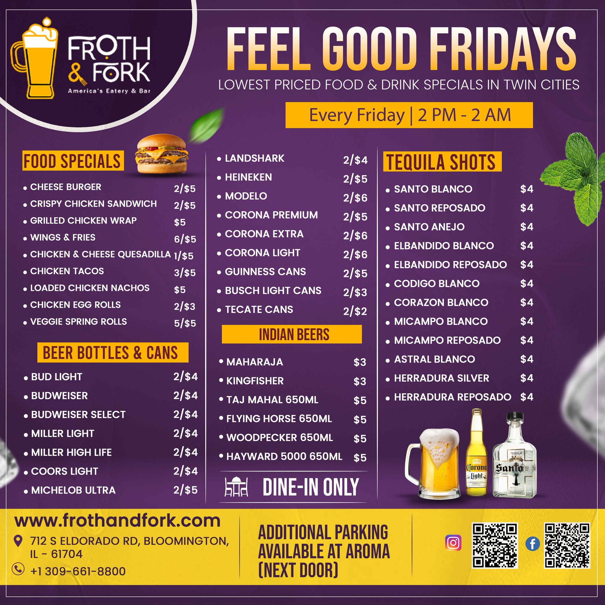 Froth & Fork » Promotions / Specials