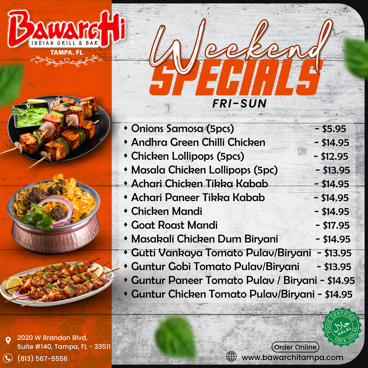 Bawarchi Indian Grill & Bar » Menu / Order Online