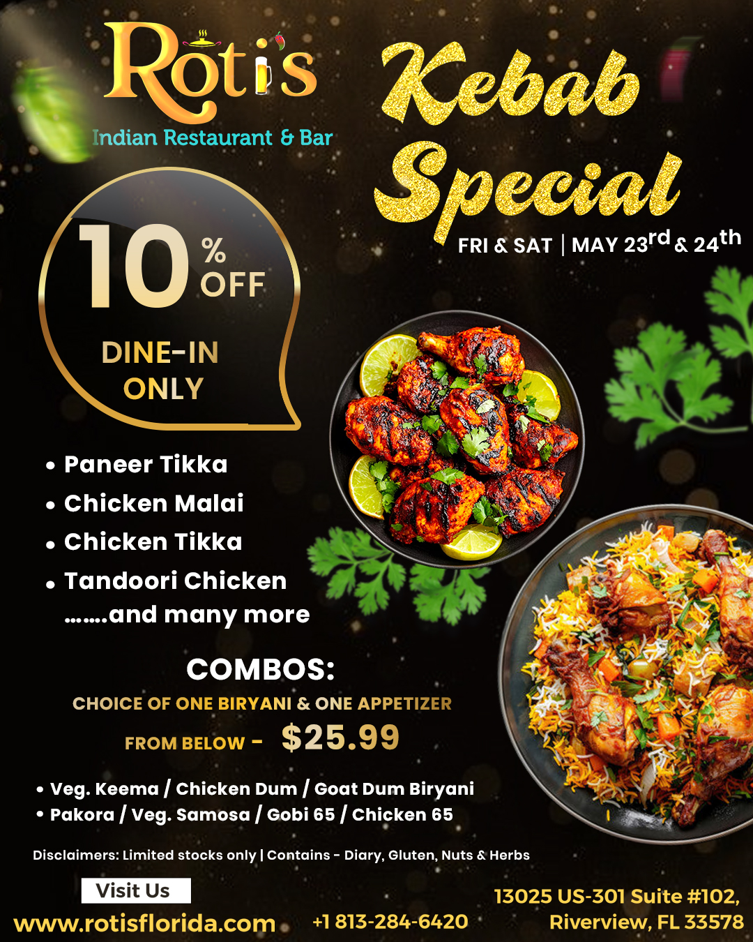 Rotis Indian Restaurant and Bar » Menu