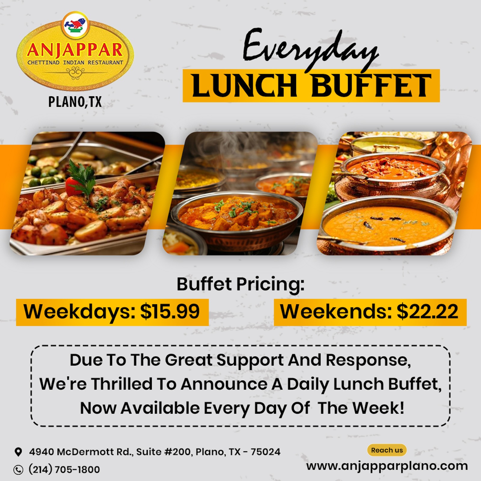 Anjappar Chettinad Indian Restaurant, Plano - TX » Promotions / Specials