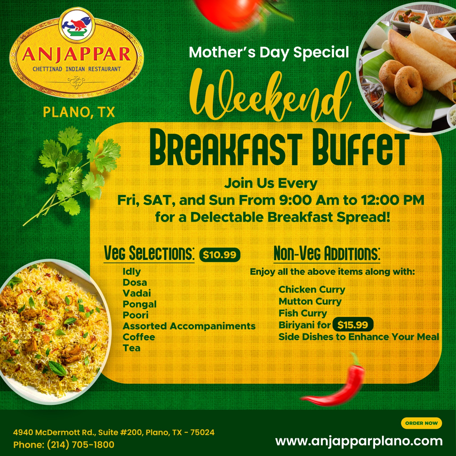 Anjappar Chettinad Indian Restaurant, Plano - TX » Promotions / Specials